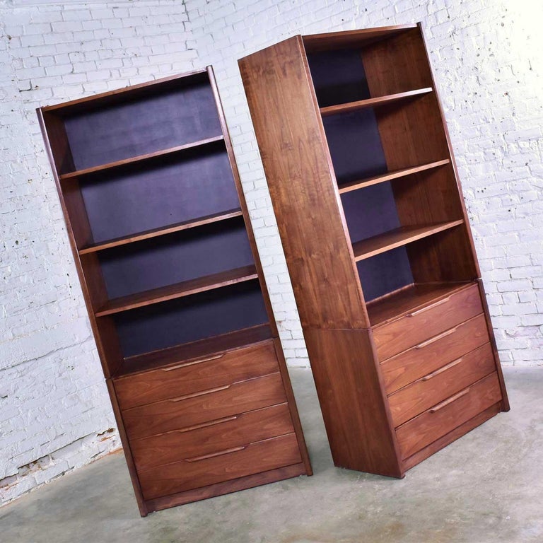 Pair of Walnut Scandinavian Modern Style Bookcase Storage Units by ...