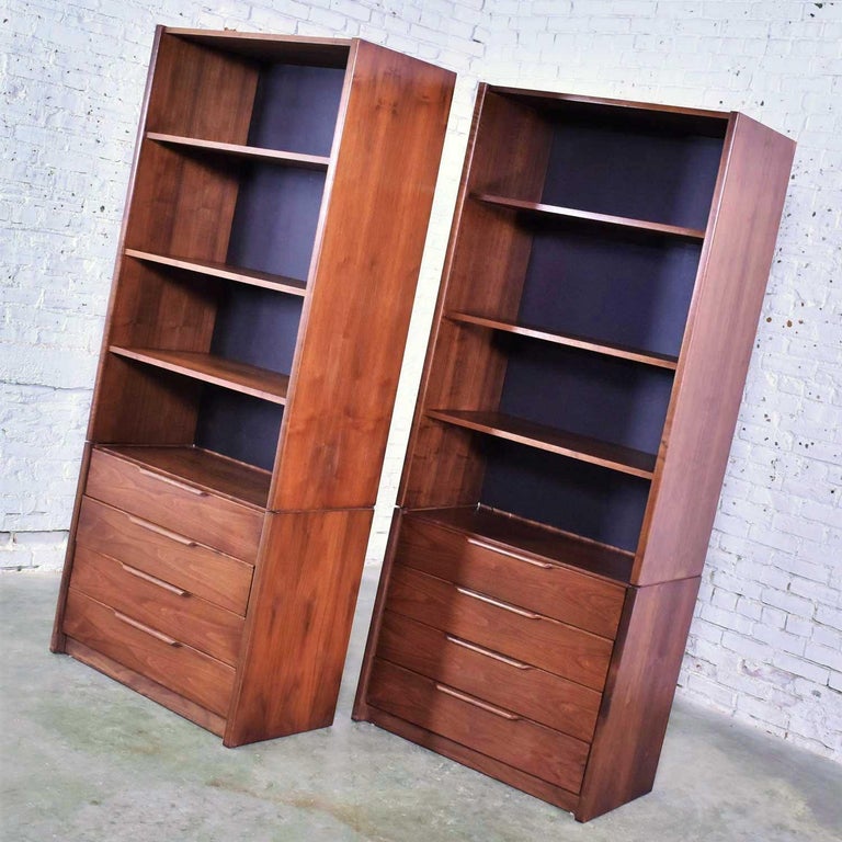 Pair of Walnut Scandinavian Modern Style Bookcase Storage Units by ...
