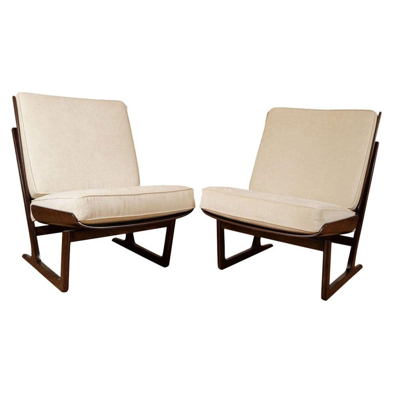 Pair of Walnut Stained Maple Chairs For Sale at 1stDibs