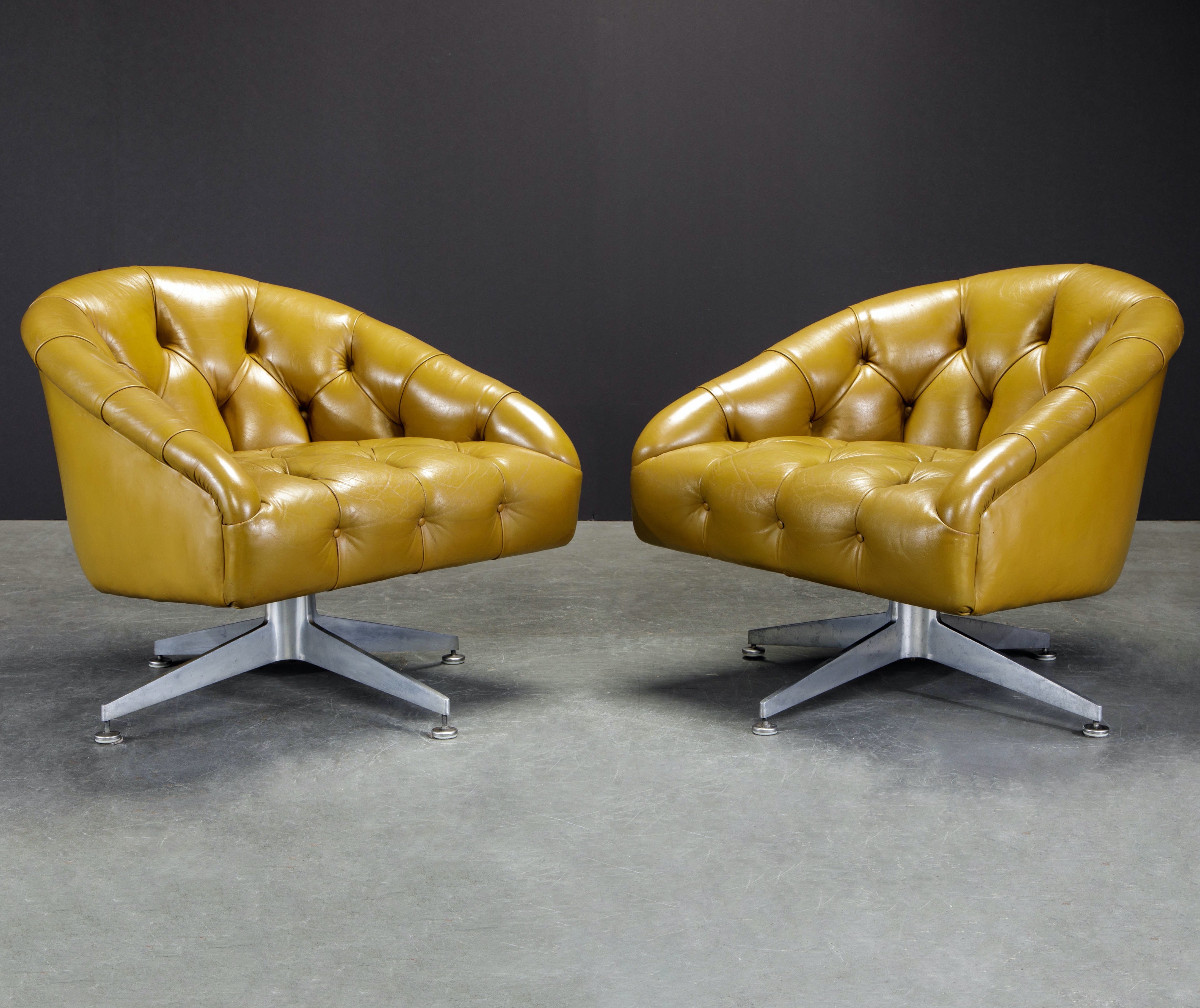 A Rare Channel Tufted Barrel Swivel Chair at 1stDibs