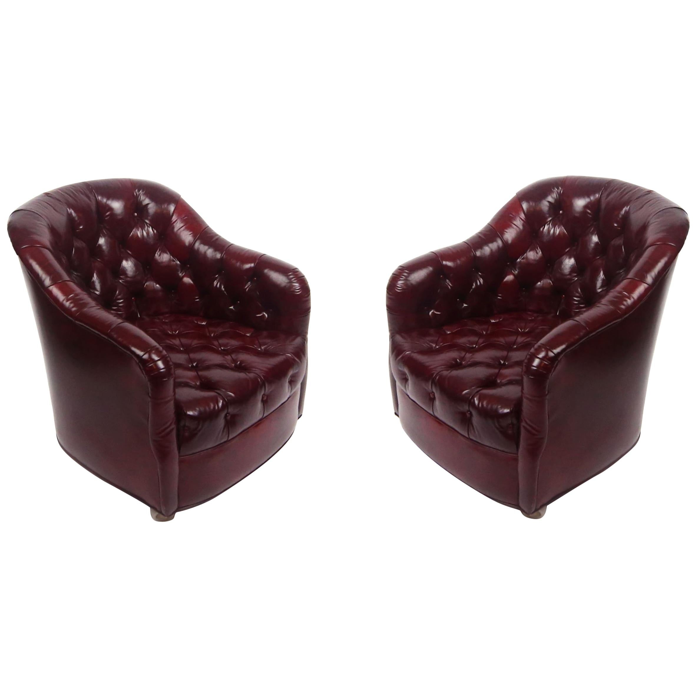 Button Tufted Leather Club Chair by Ward Bennett at 1stDibs