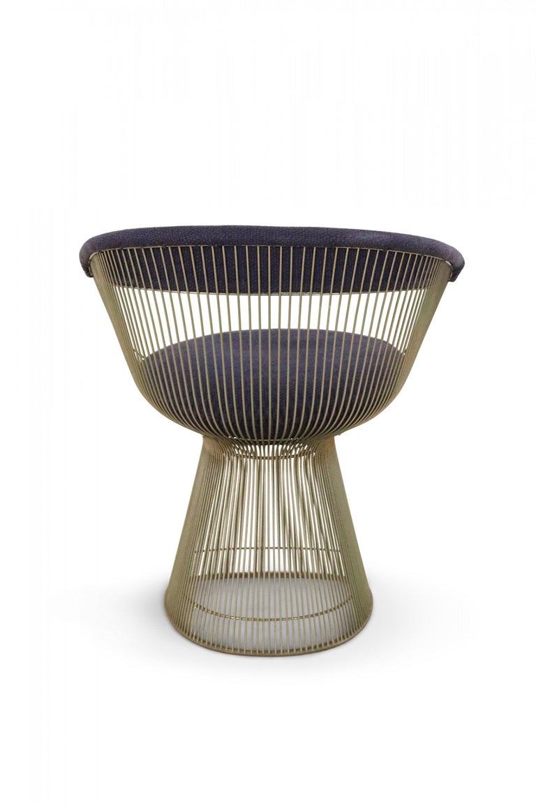 Pair of Warren Platner for Knoll Curved Steel and Blue Upholstered ...