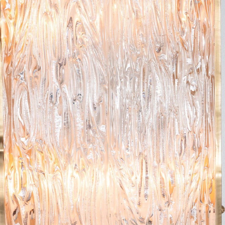 Pair of Wavy Textured Glass Sconces For Sale at 1stDibs