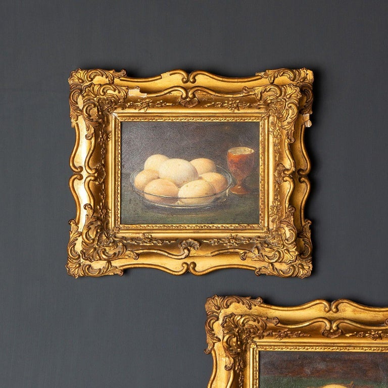 Pair of Welsh Egg Still Life Oils by George Frederick Harris, Early ...