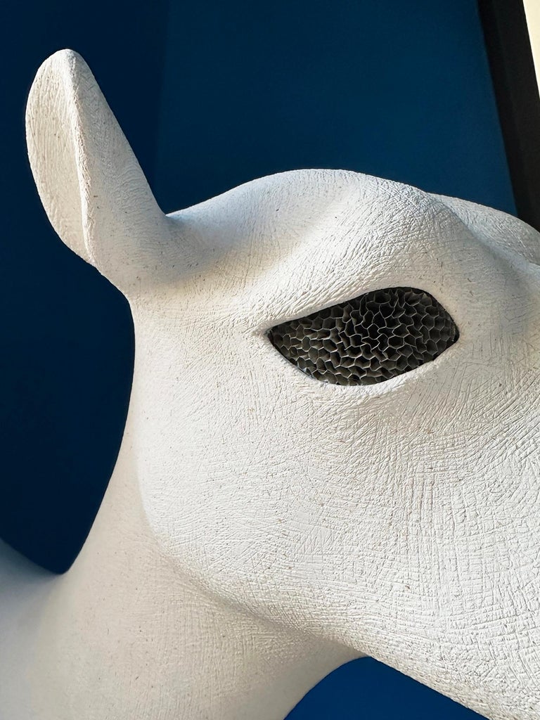 Pair of White Camel Head Wall Mounted Sculptures Signed For Sale at 1stDibs