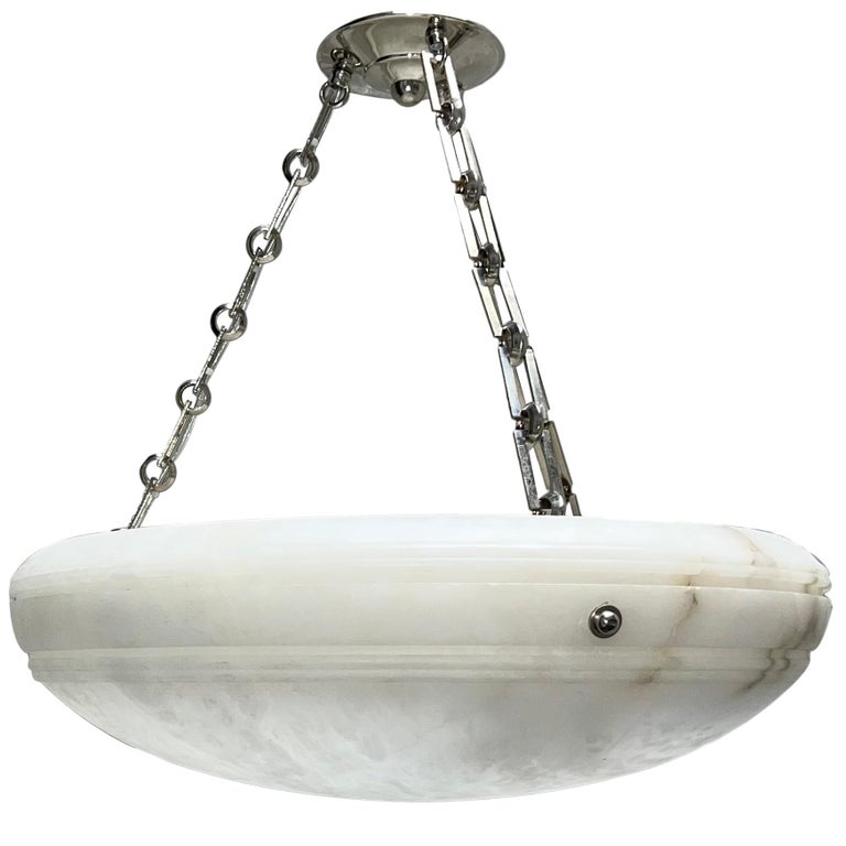 Pair of White Carved Alabaster Light Fixtures, Sold Individually For ...