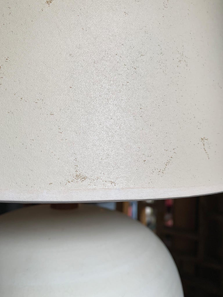 Pair of White Ceramic Globe Table Lamps Attributed to George Scatchard ...