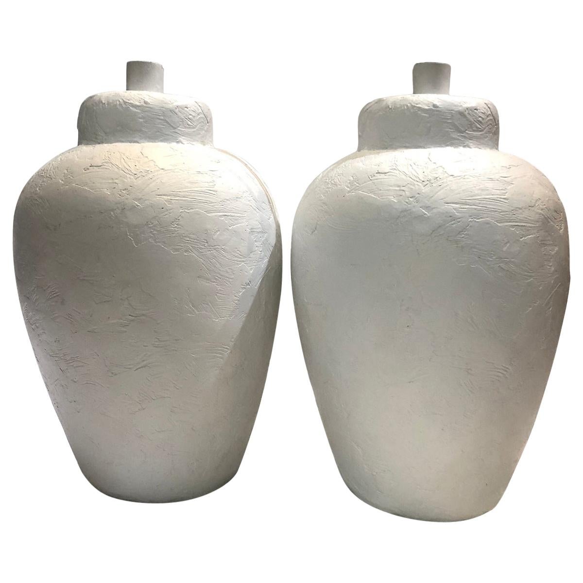 Pair of blue and white ceramic table lamps. at 1stDibs