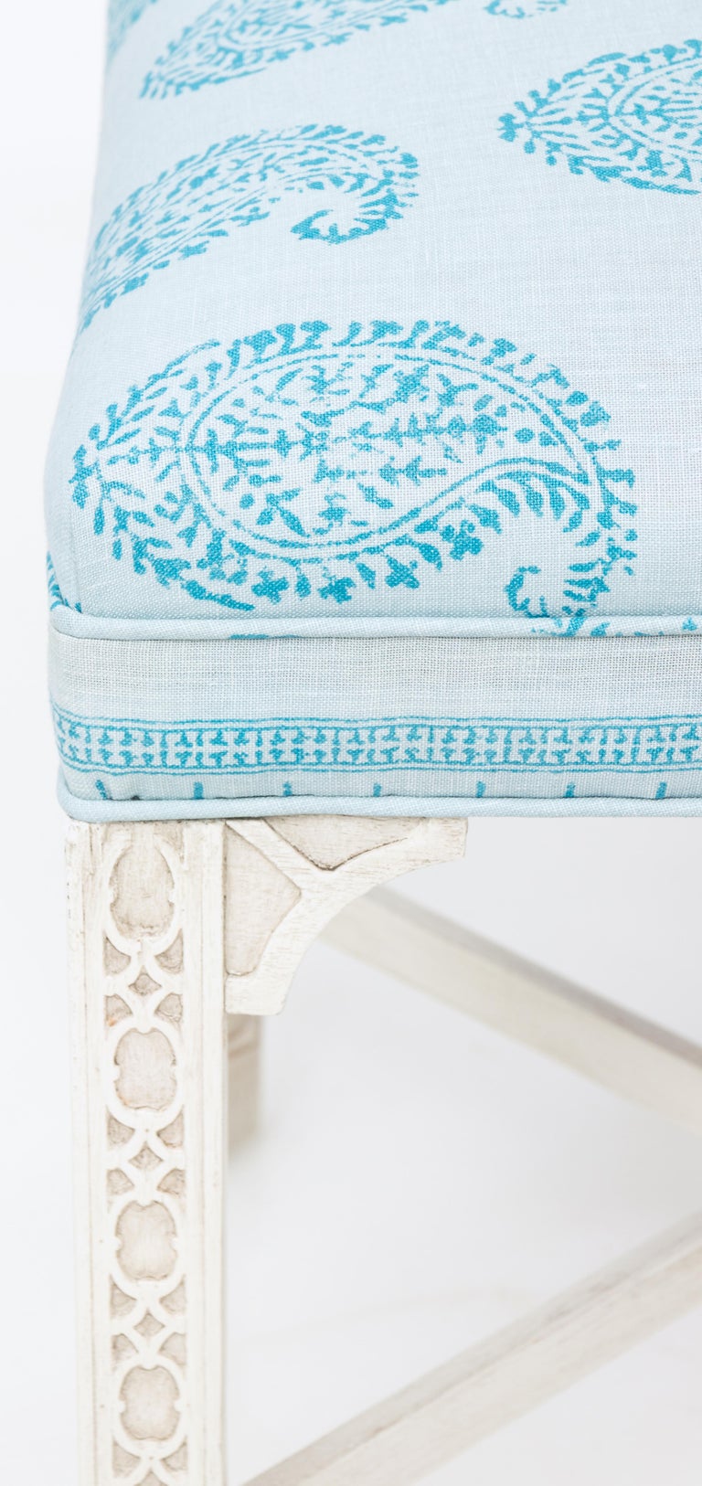 Pair of White Chinese Chippendale Fretwork Benches at 1stDibs