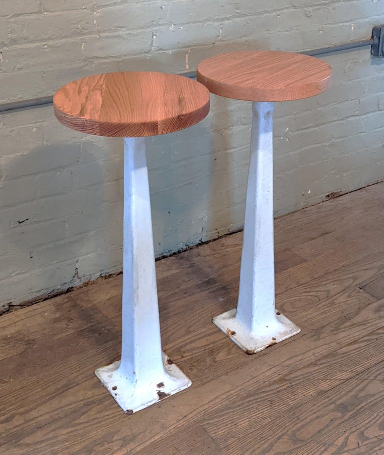 Pair of White Diner Counter Stools For Sale at 1stDibs