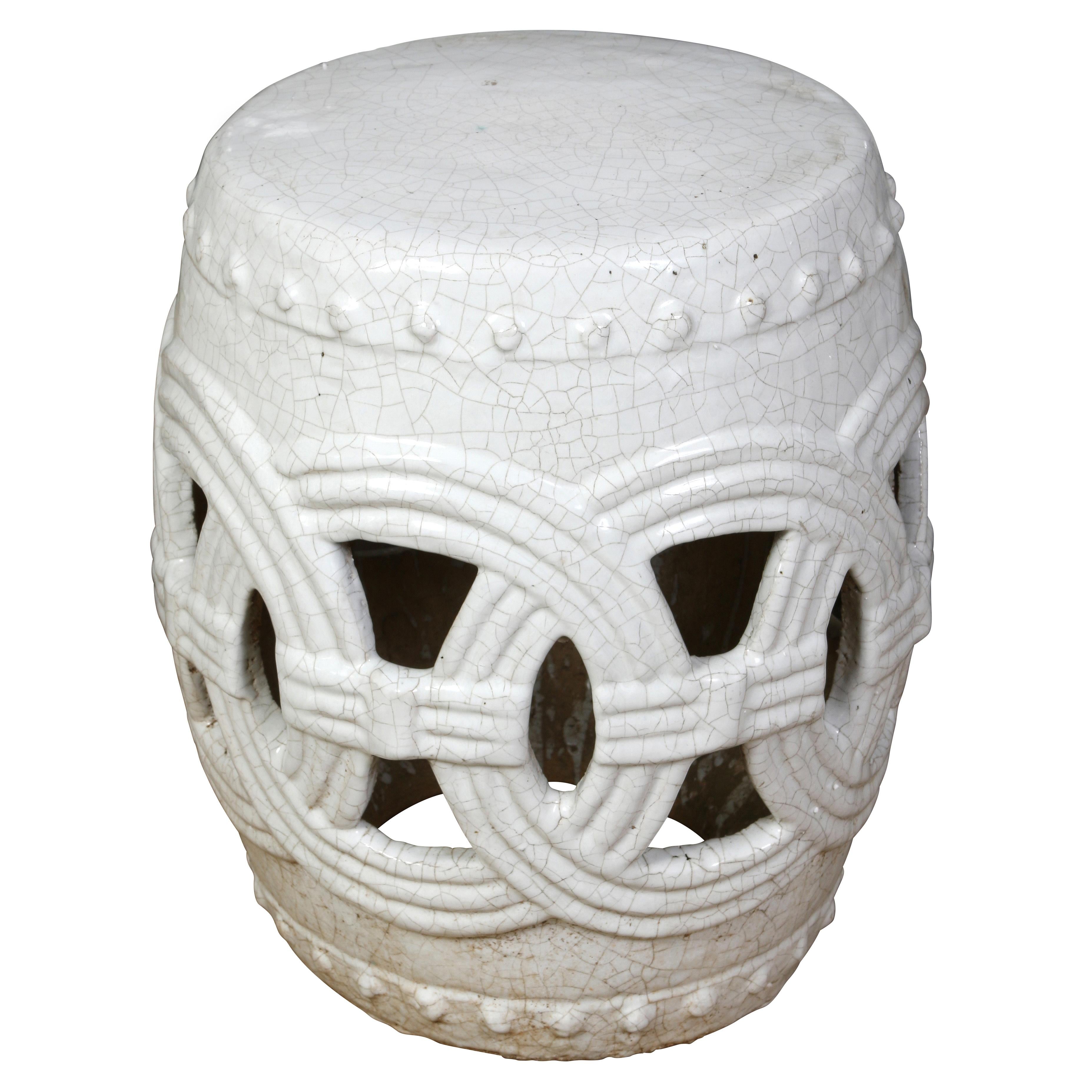 Pair of White Garden Stools For Sale at 1stDibs
