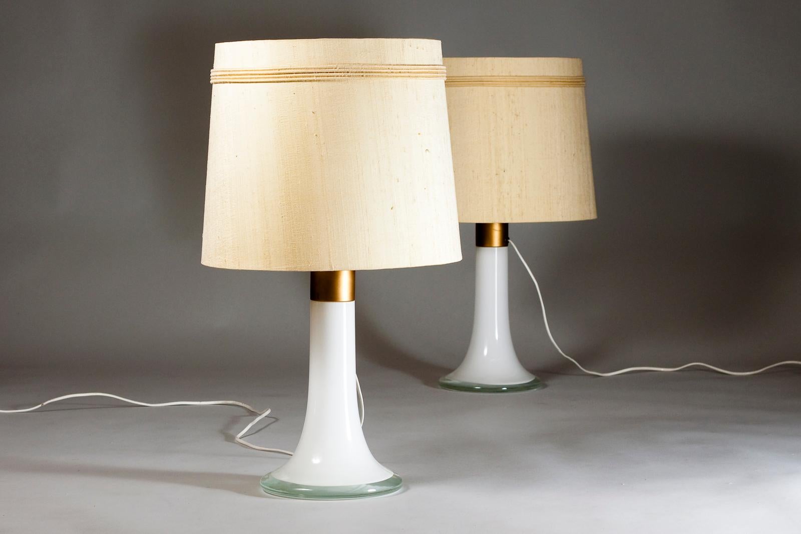 Pair of White Glass Desk Lamps by Lisa Johansson-Pape for ORNO, Finland ...
