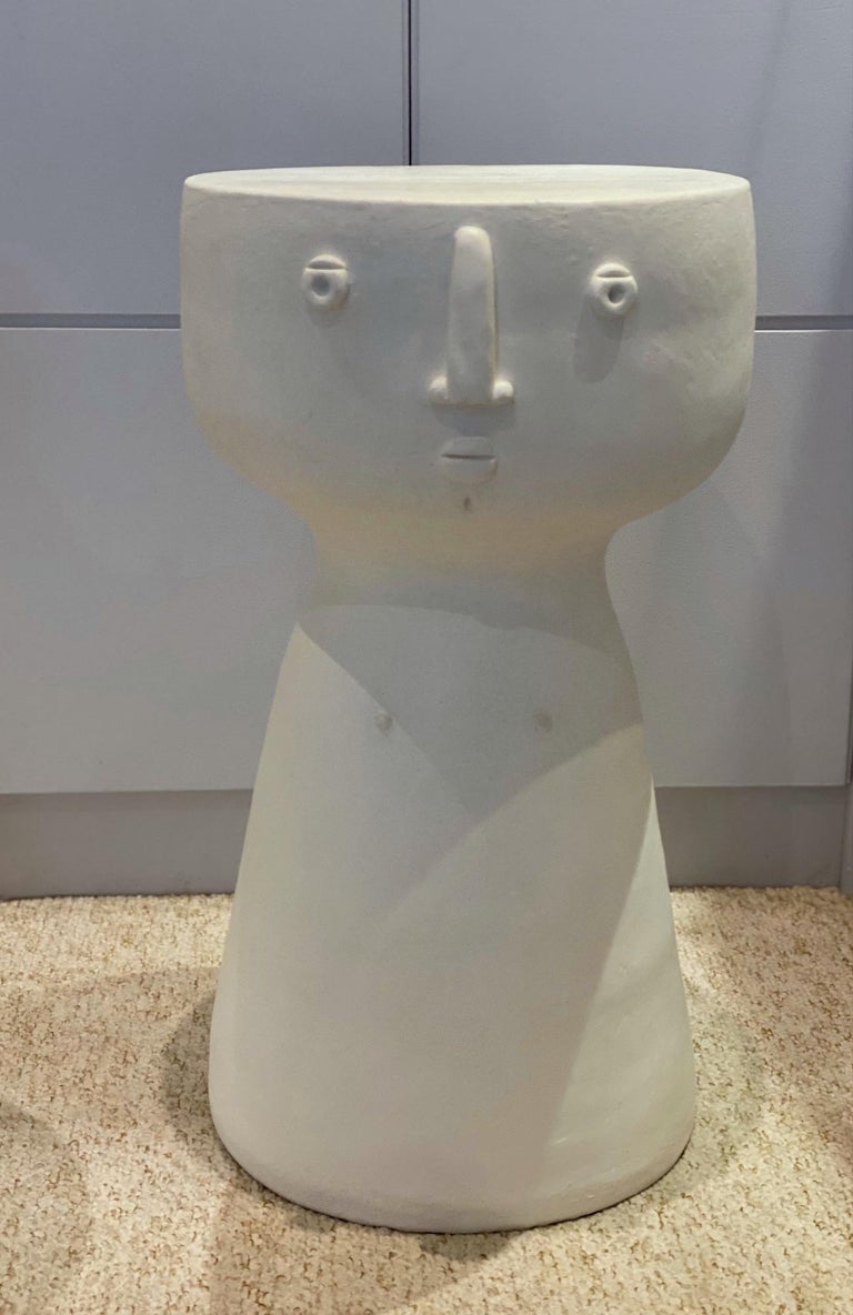 Pair of White Glazed Ceramic Stools or Side Tables, Unique Pieces by ...