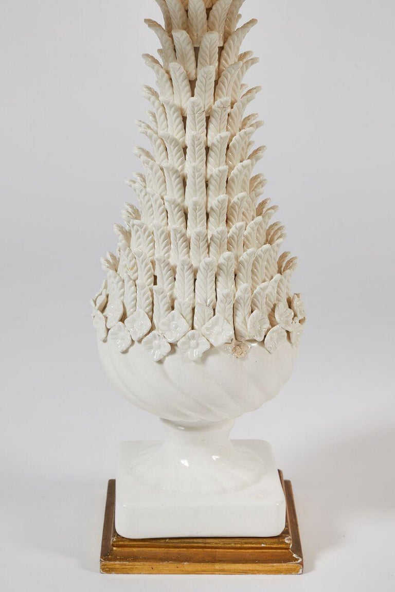 Pair of White Manises Glazed Pottery Table Lamps at 1stDibs