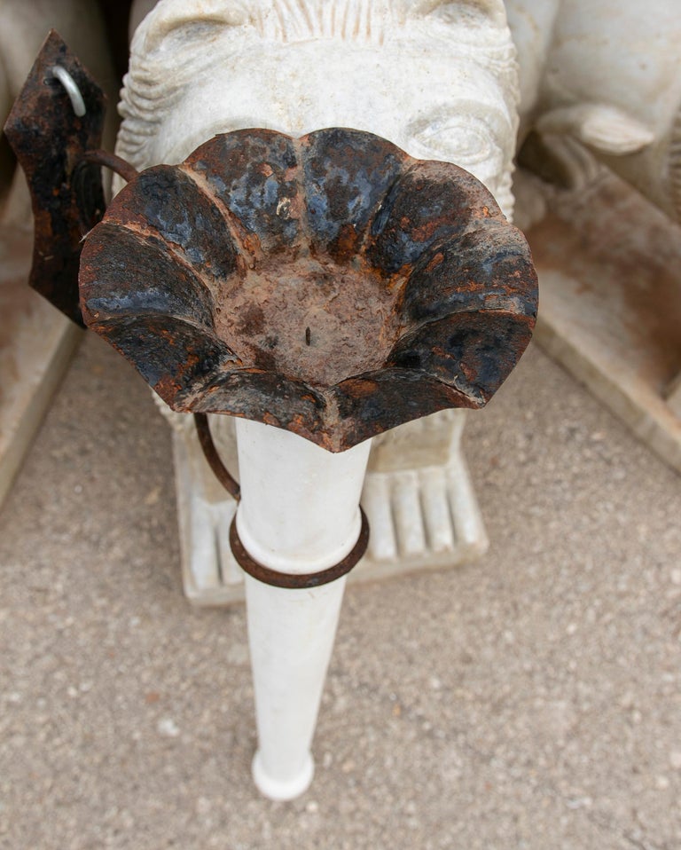 Pair of White Marble and Black Polychromed Iron Wall Torches For Sale ...