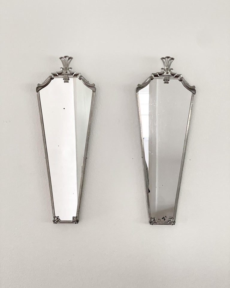 Pair Of White Metal Art Deco / Classical Mirrors From Svenskt Tenn For ...