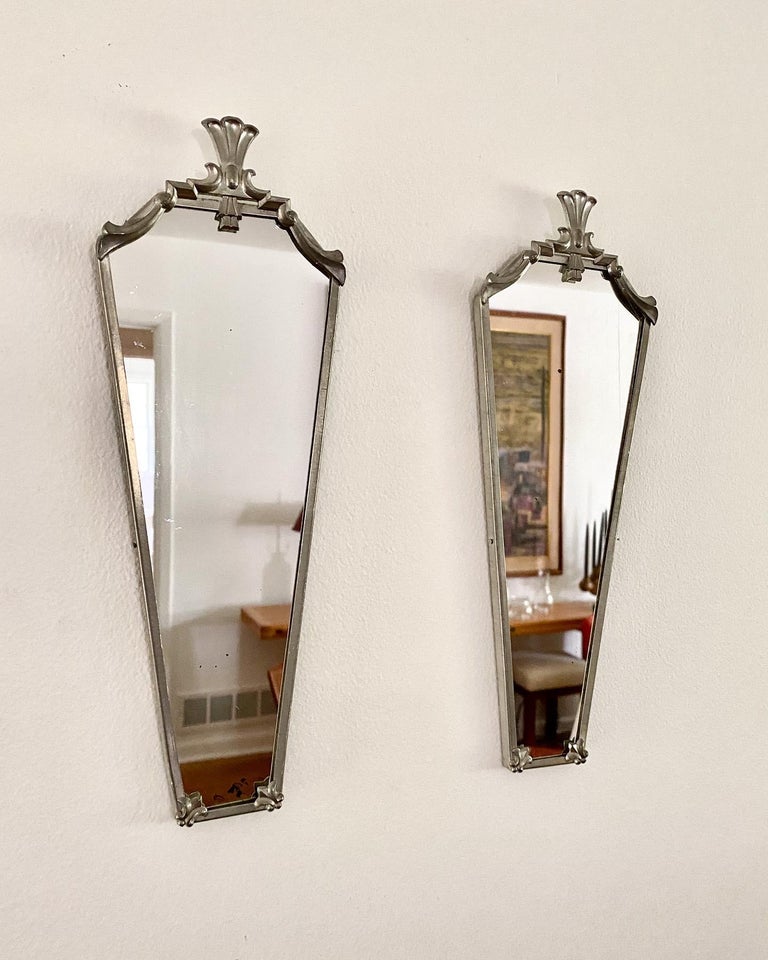 Pair Of White Metal Art Deco / Classical Mirrors From Svenskt Tenn For ...