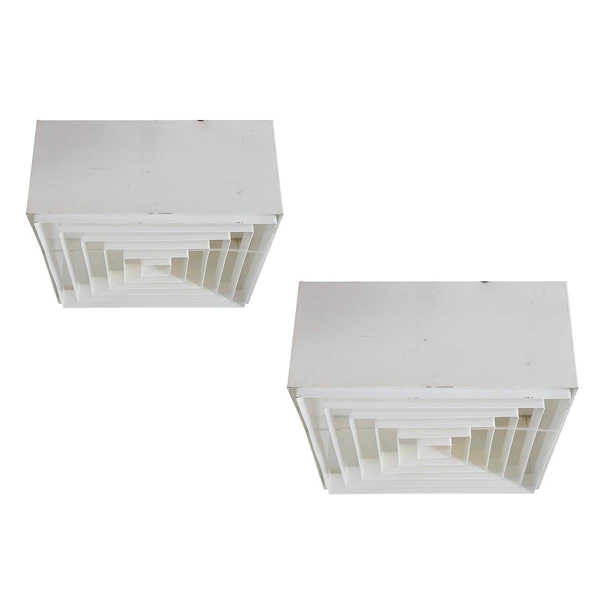 Pair of White Metal Ceiling Lamps Model H2-55 by Idman, 1960s For Sale ...