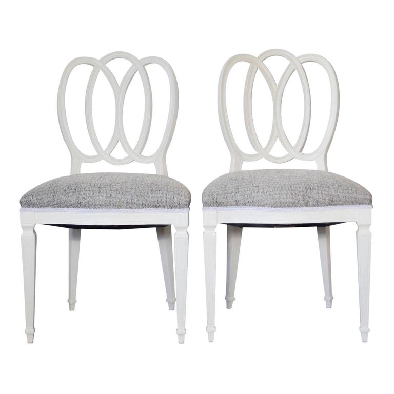 Pair of White Painted Loop Back Side Chairs at 1stDibs