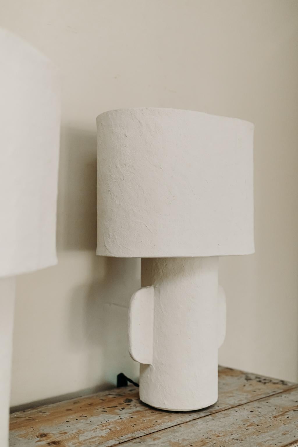 Pair of White Papier Mâché Table Lamps at 1stDibs