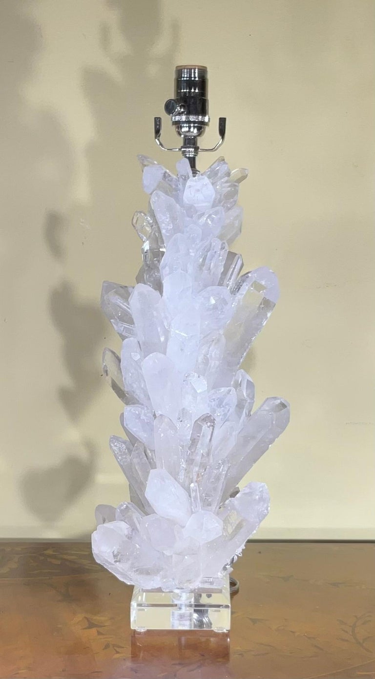 Pair of White Quartz Crystal Table Lamps by Joseph Malekan For Sale at ...