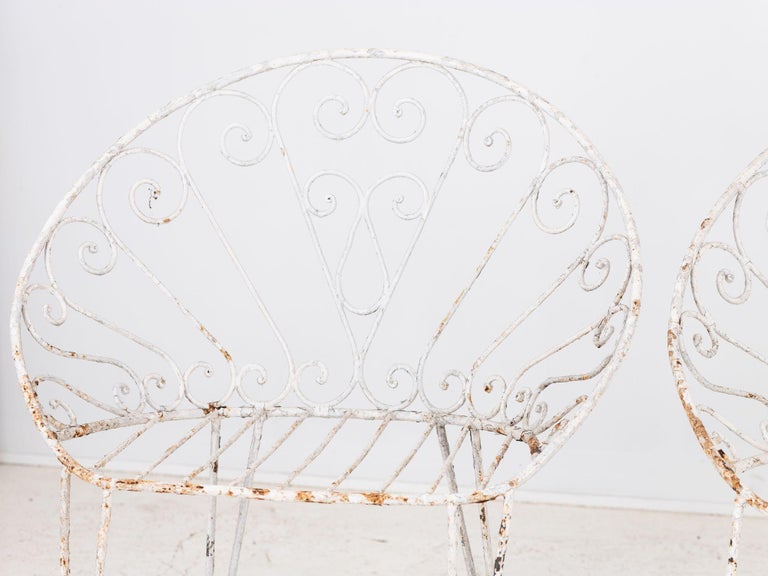Pair of White Round Garden or Bistro Chairs, 1970s For Sale at 1stDibs