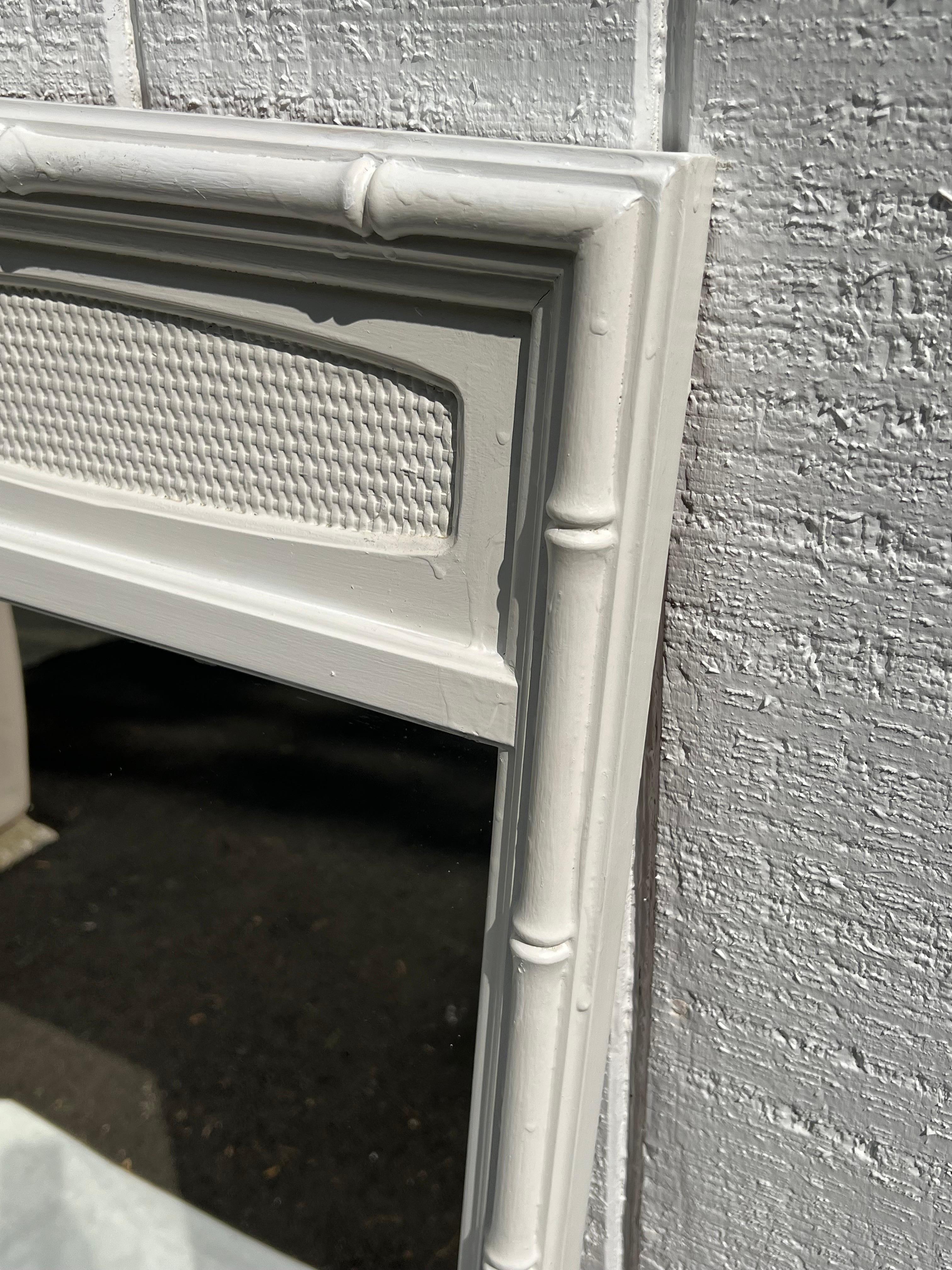 Pair of White Thomasville Faux Bamboo Mirrors For Sale at 1stDibs