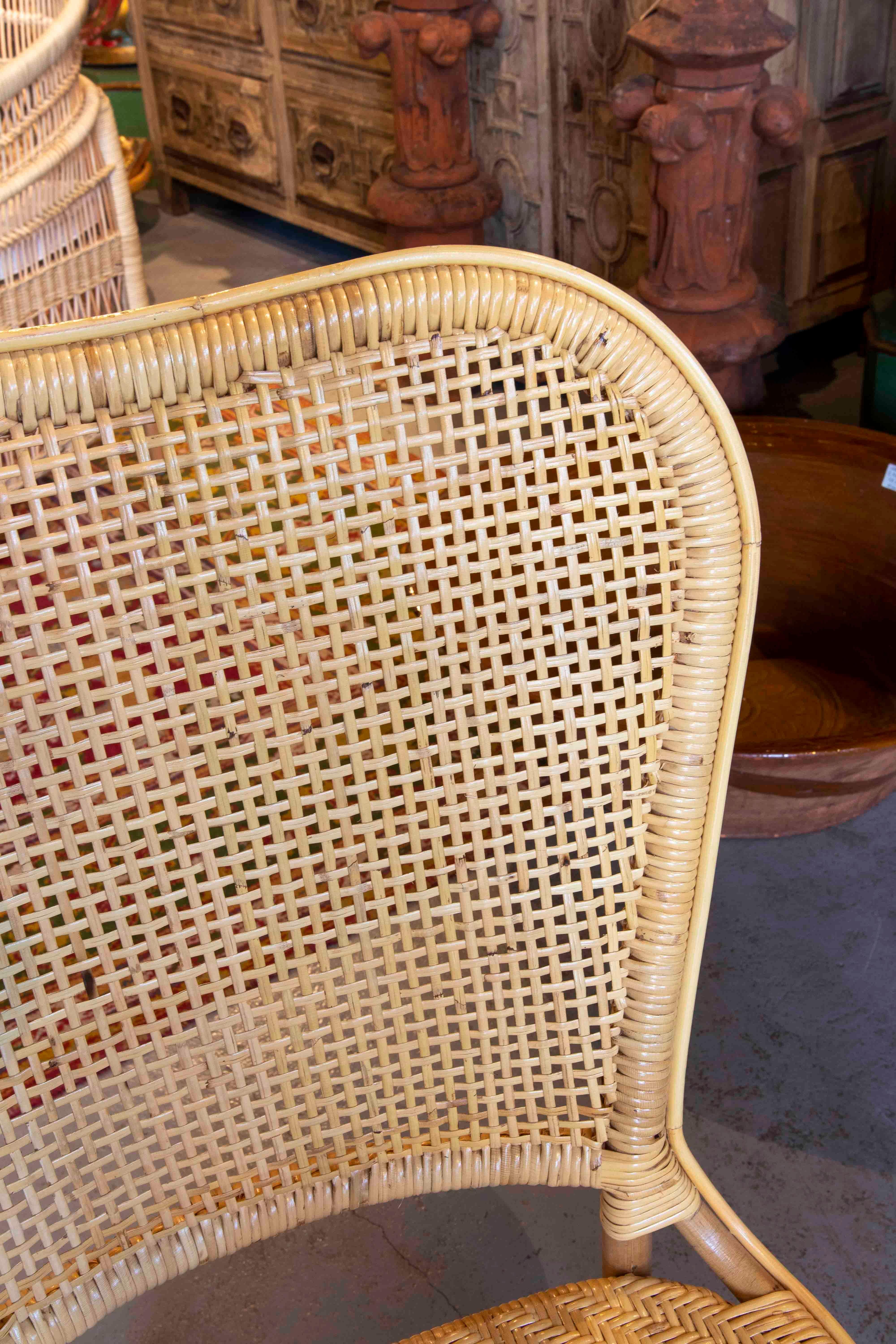 Pair of Wicker and Rattan Dining Chairs For Sale at 1stDibs