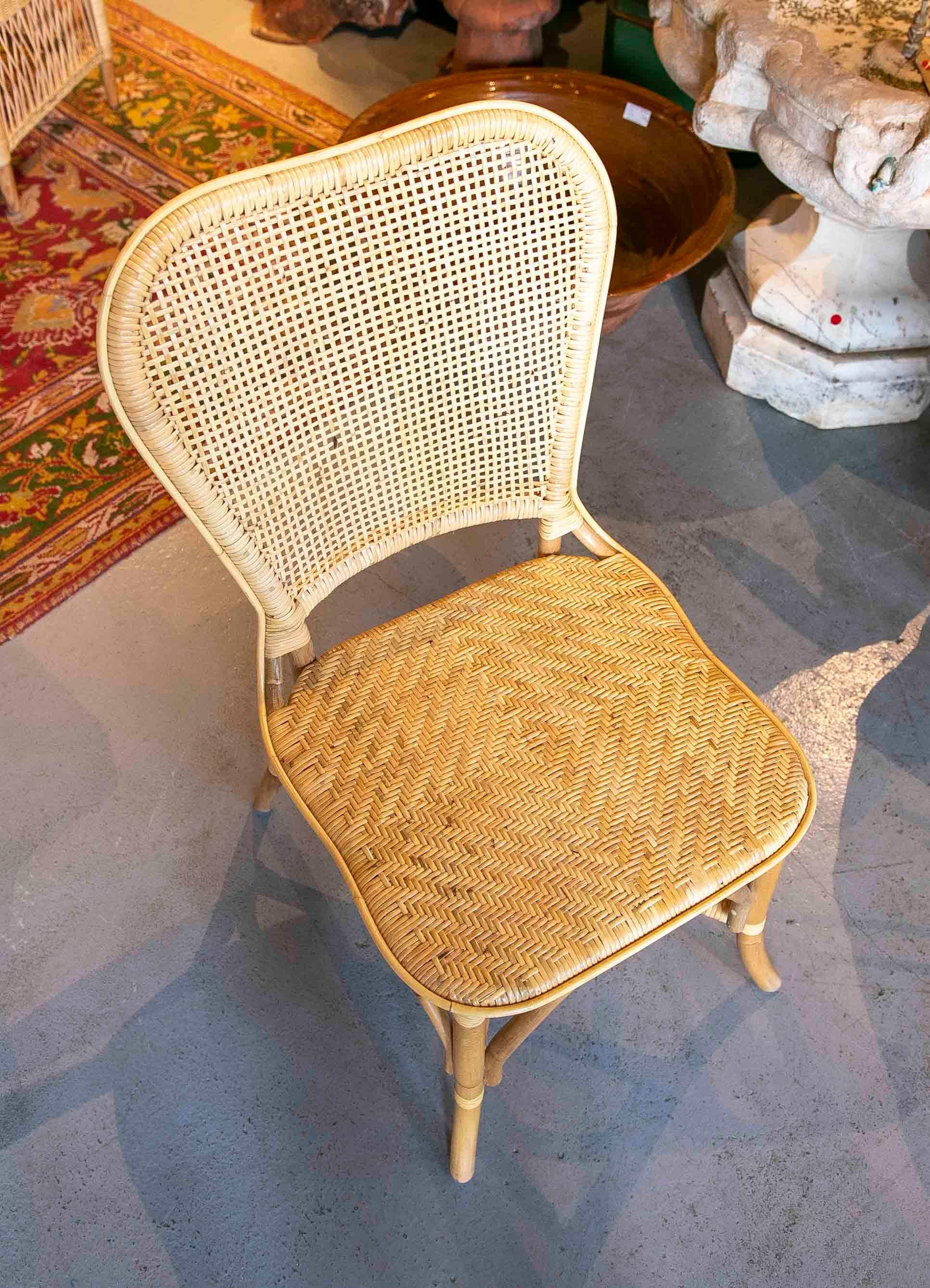 Pair of Wicker and Rattan Dining Chairs For Sale at 1stDibs