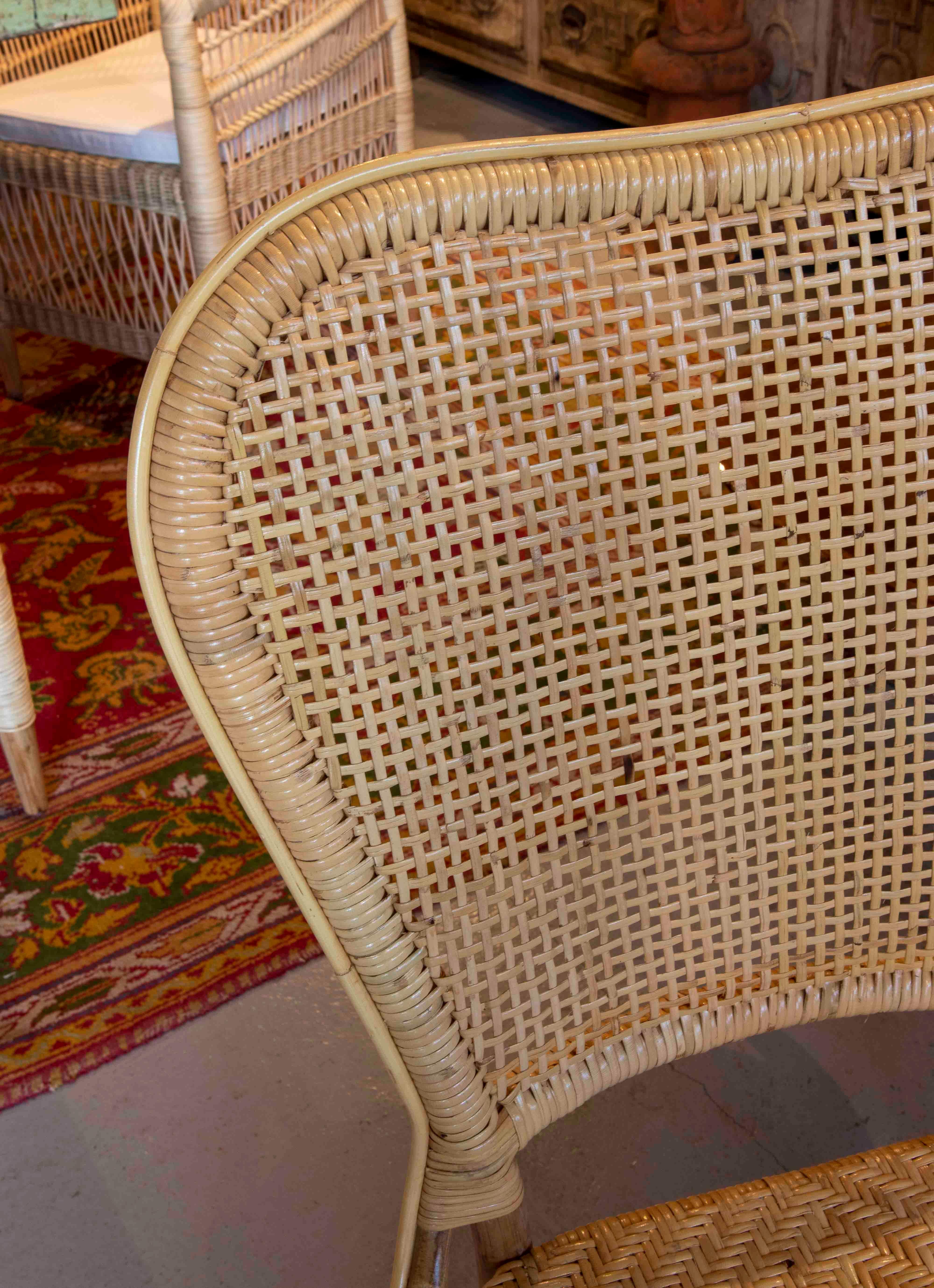 Pair of Wicker and Rattan Dining Chairs For Sale at 1stDibs
