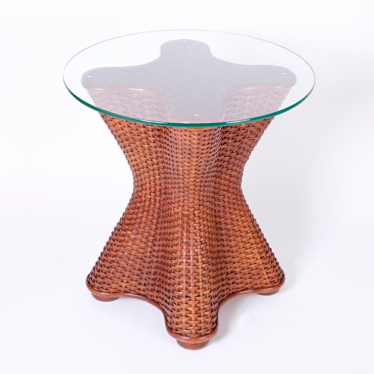 Pair of Wicker and Rattan Stands For Sale at 1stDibs