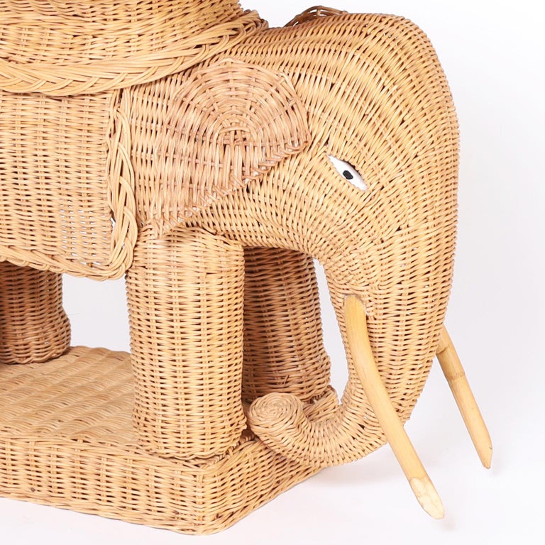 Pair of Wicker Elephant End Tables or Stands at 1stDibs
