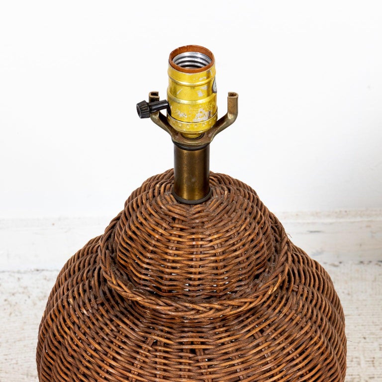 Pair of Wicker Lamps For Sale at 1stDibs
