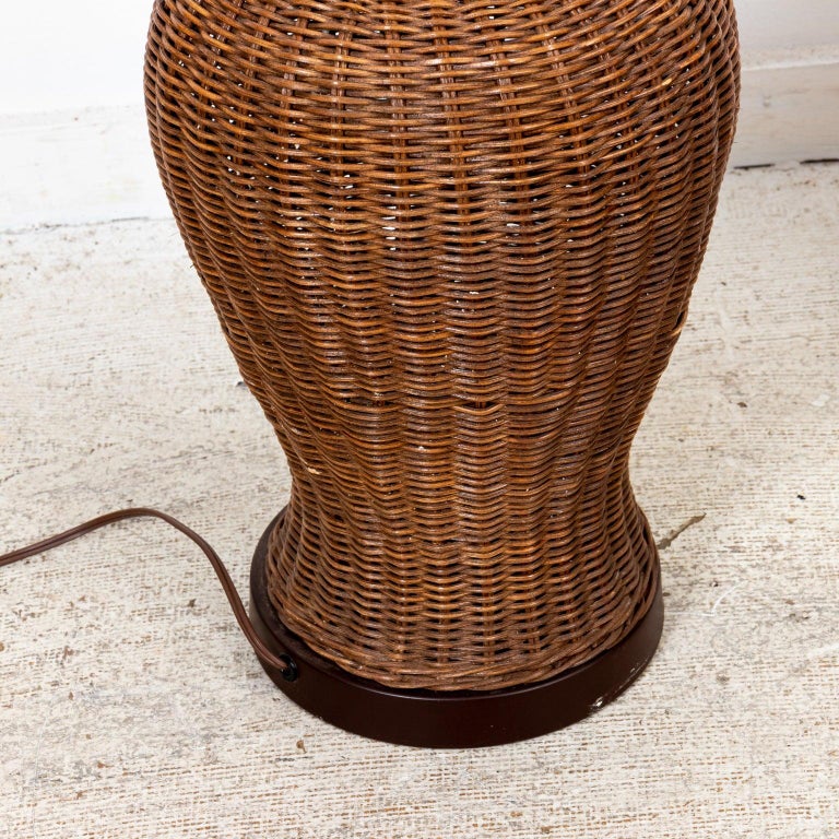 Pair of Wicker Lamps For Sale at 1stDibs