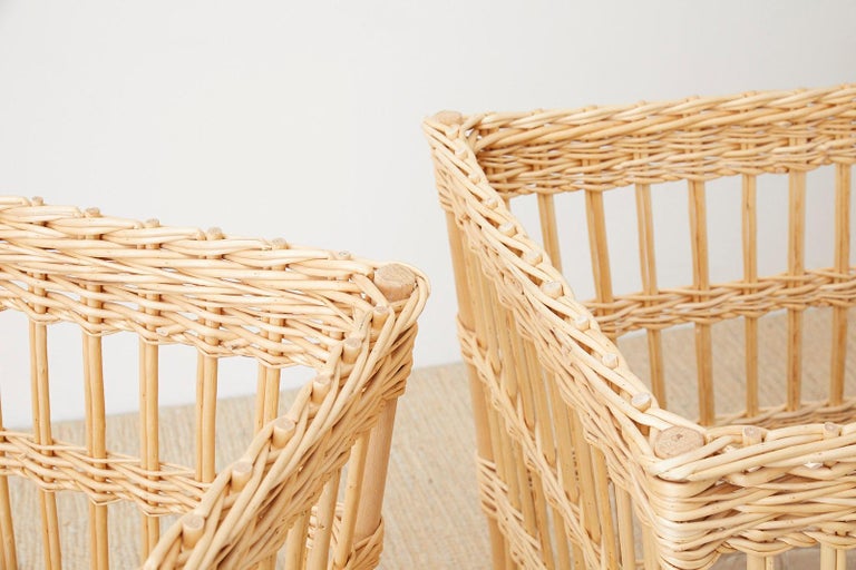 Pair of Wicker Rattan Boulangerie Bread Display Baskets For Sale at 1stdibs