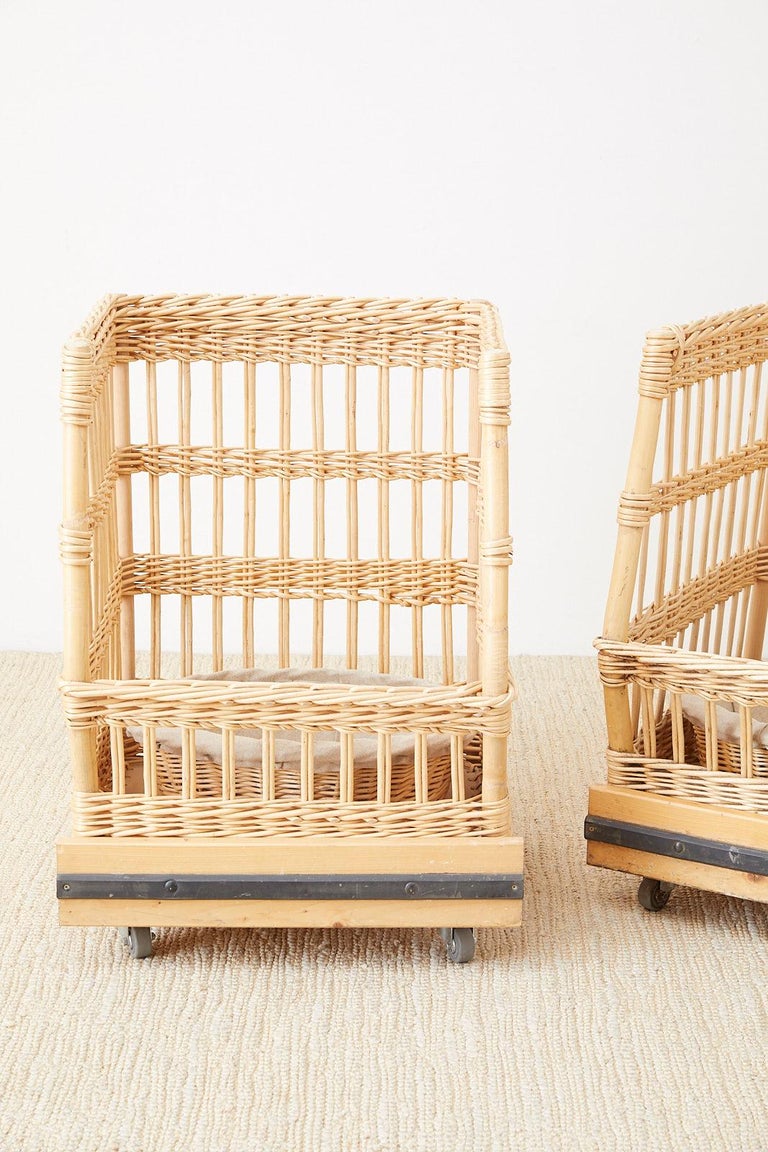 Pair of Wicker Rattan Boulangerie Bread Display Baskets at 1stDibs
