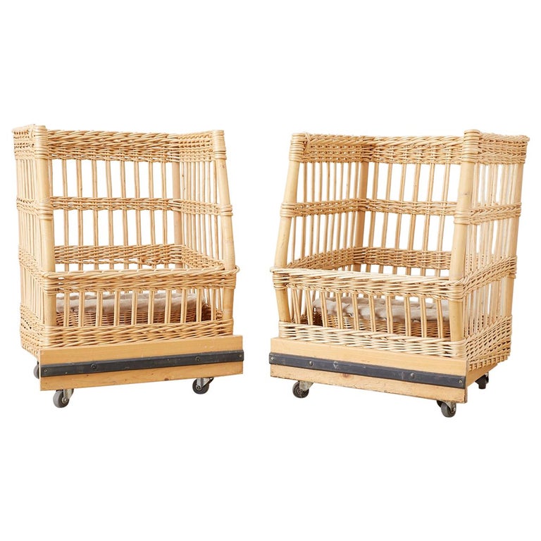 Pair of Wicker Rattan Boulangerie Bread Display Baskets at 1stDibs