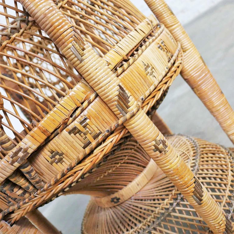 Pair of Wicker Rattan Peacock Fan Back Chairs Vintage Bohemian ...