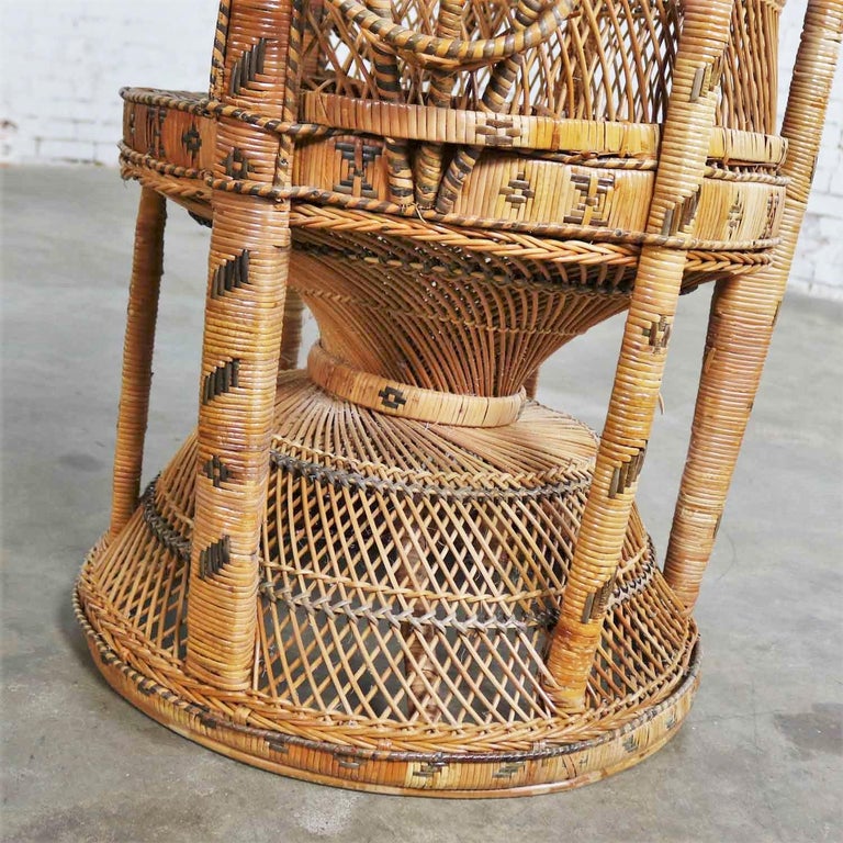 Pair of Wicker Rattan Peacock Fan Back Chairs Vintage Bohemian ...