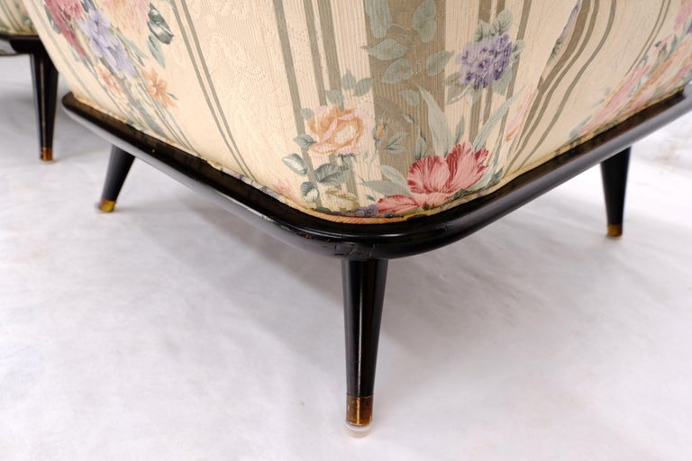Pair of Wide Fan Back Shape Cone Leg Lounge Chairs For Sale at 1stDibs