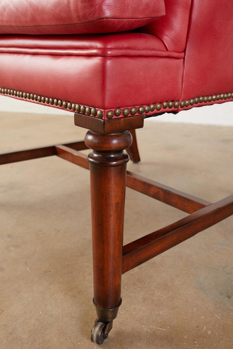 Pair of William IV Style Leather Mahogany Library Wingback Chairs at ...