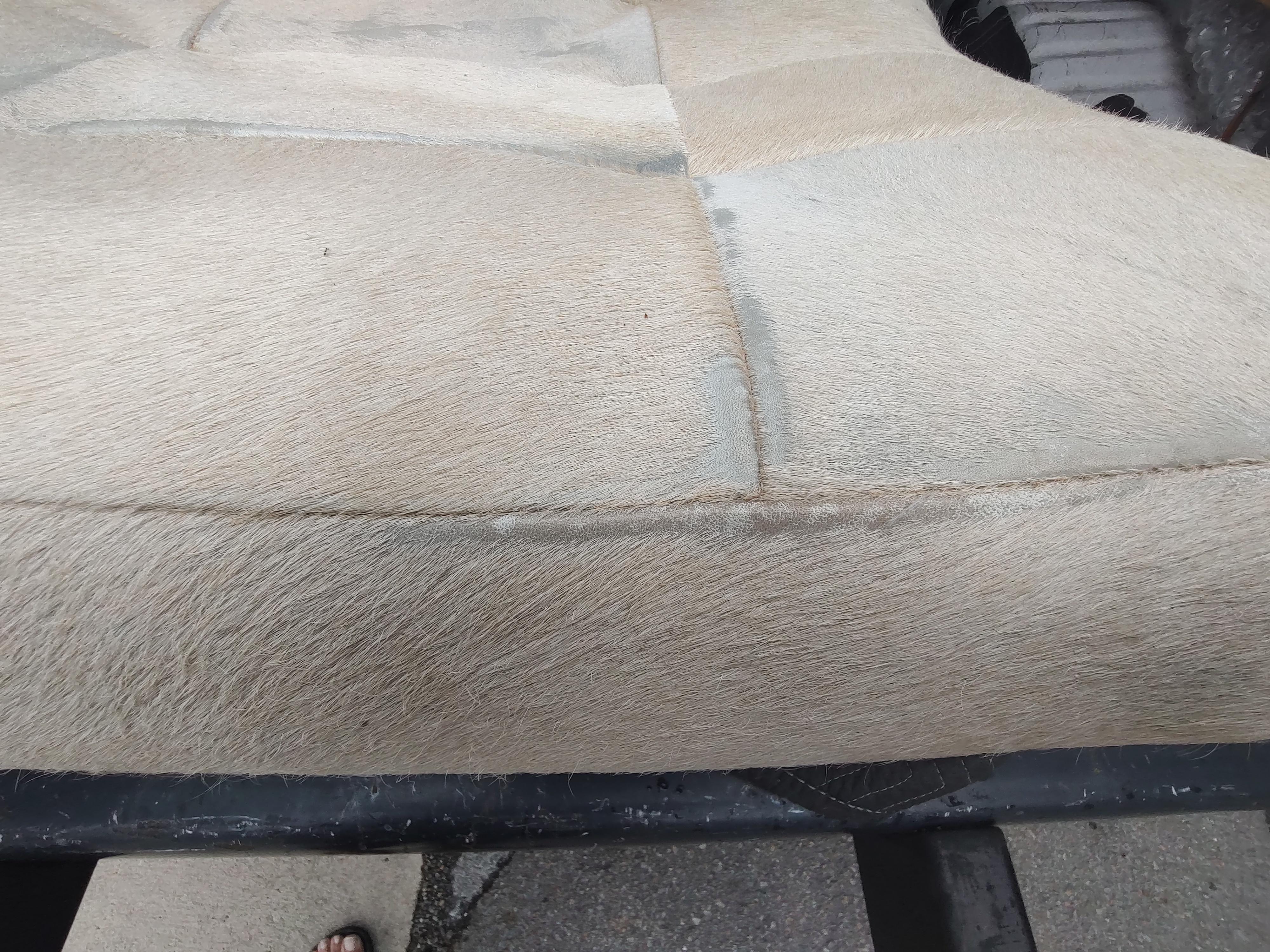 Pair of Williams Sonoma James Lounge Chairs with Hair on Hide and X ...