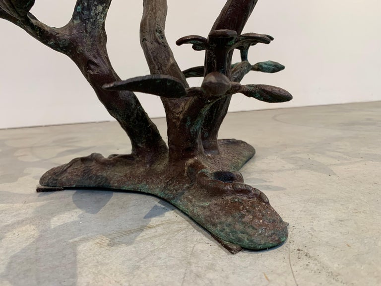 Pair Of Willy Daro Cast Brass Bird In Tree Side Tables For Sale at 1stDibs