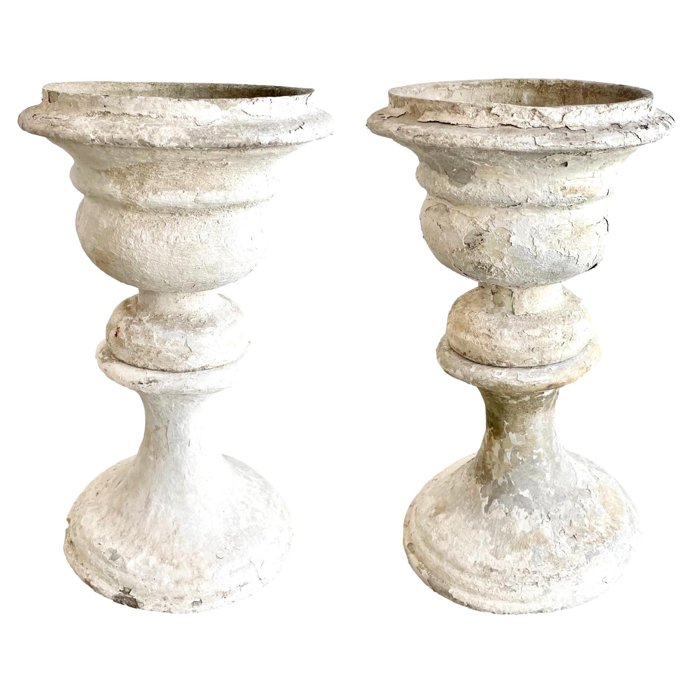 Pair of Vintage Concrete Planters with Large Shell Decoration at ...