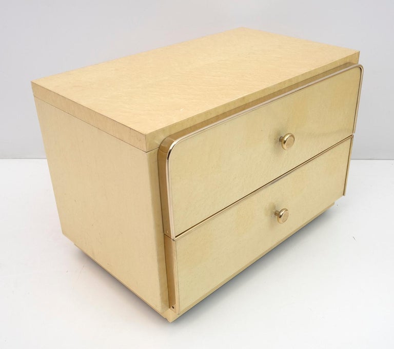 Pair of Willy Rizzo Style Italian Maple Wood and Brass Night Stands ...