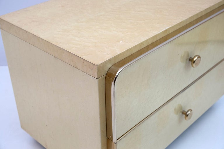 Pair of Willy Rizzo Style Italian Maple Wood and Brass Night Stands ...