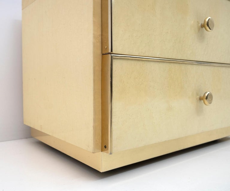 Pair of Willy Rizzo Style Italian Maple Wood and Brass Night Stands ...