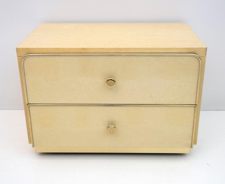 Pair of Willy Rizzo Style Italian Maple Wood and Brass Night Stands ...