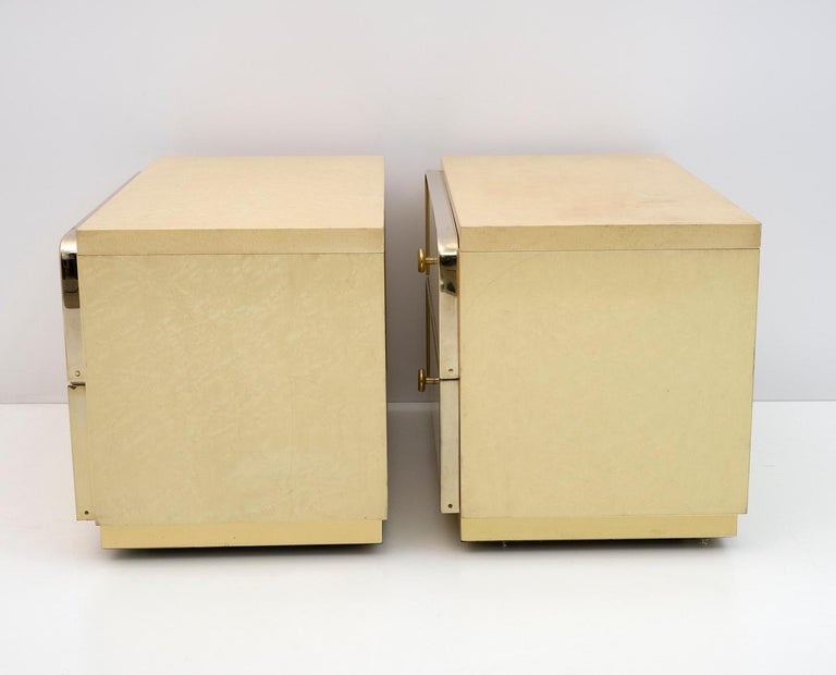 Pair of Willy Rizzo Style Italian Maple Wood and Brass Night Stands ...