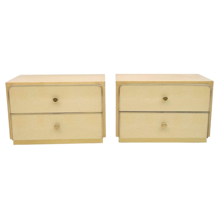 Pair of Willy Rizzo Style Italian Maple Wood and Brass Night Stands ...